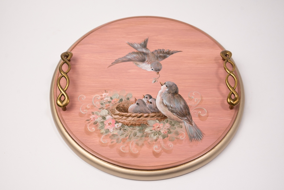 Tava din lemn pictat manual Suba Decor 35cm diametru | Cadouri