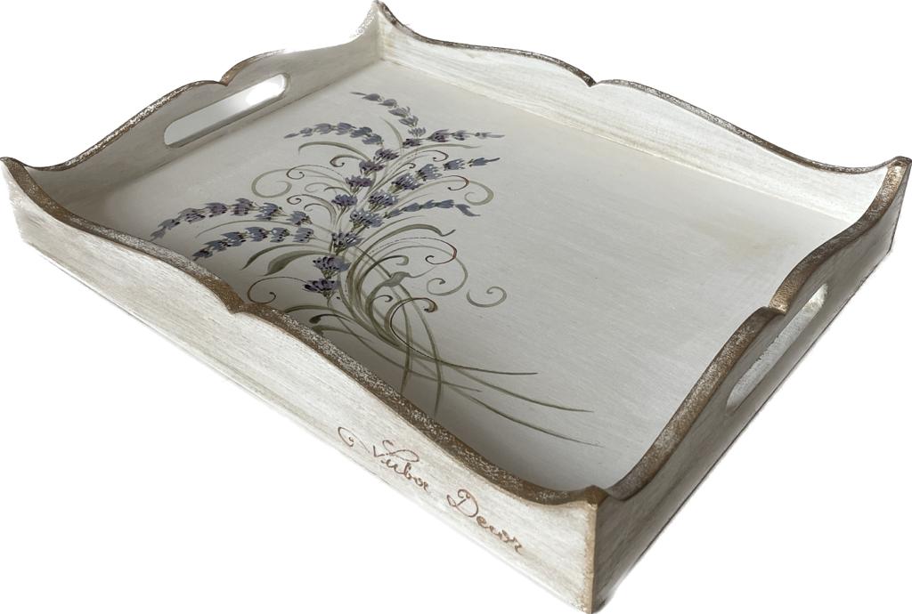 Tava dreptunghiulara din lemn- Suba Decor pictata cu lavanda